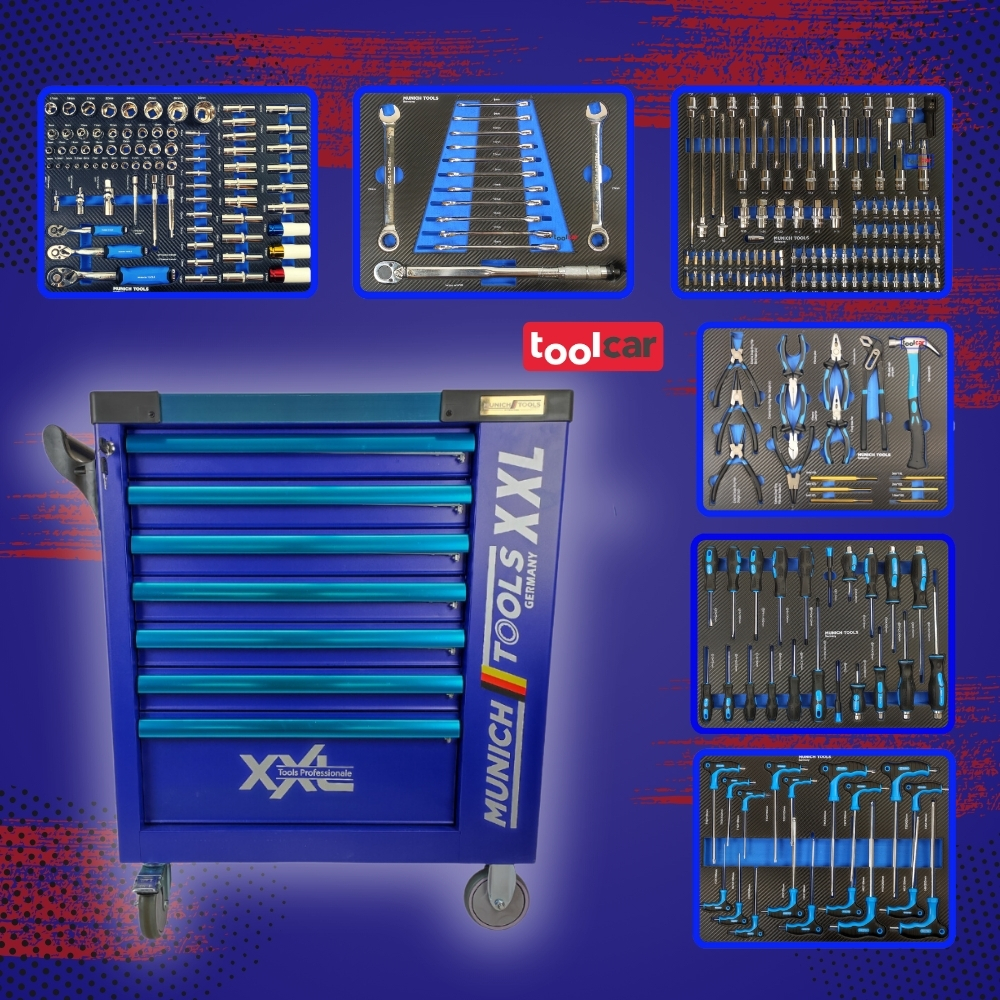 Toolcar Munich Tools Werkzeugwagen Werkstattwagen Rollwagen Blau | Toolcar